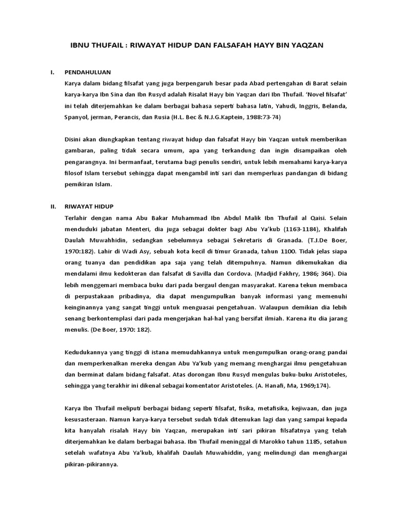 Terjemah Hayy Bin Yaqzan | PDF