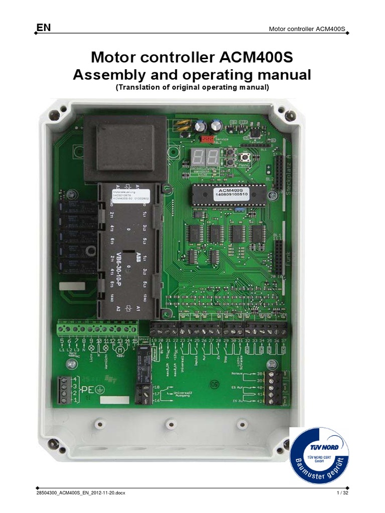 Motor Controller ACM400S: Assembly and Operating Manual | PDF | Switch ...