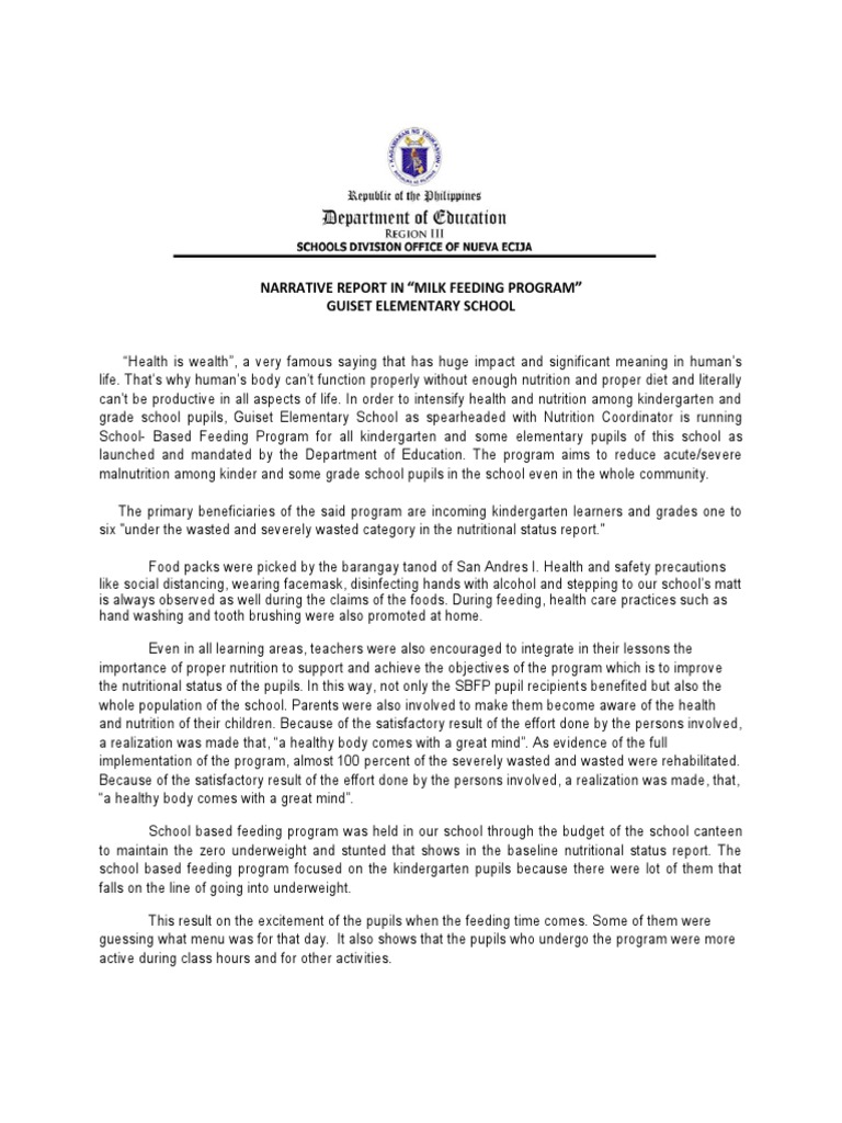 Narrative Report in Feeding | PDF | Health Sciences
