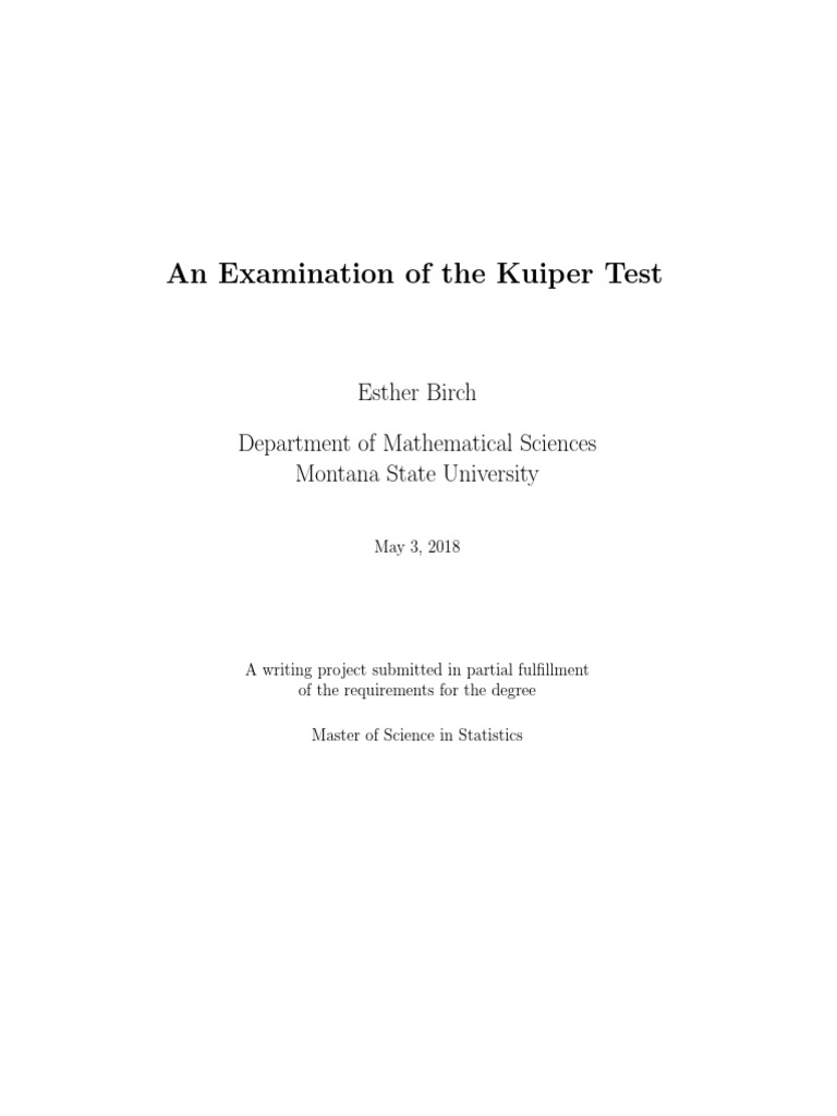 An Examination of The Kuiper Test: Esther Birch Department of ...
