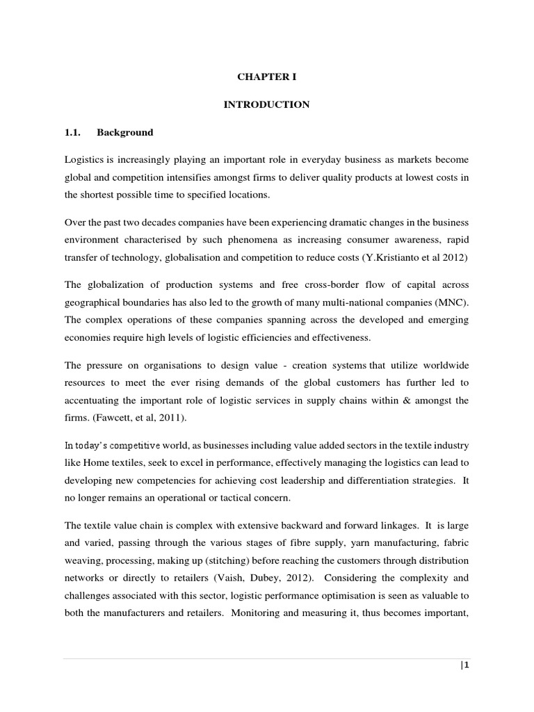 06 - Chapter I - Introduction | PDF | Logistics | Economy Of India