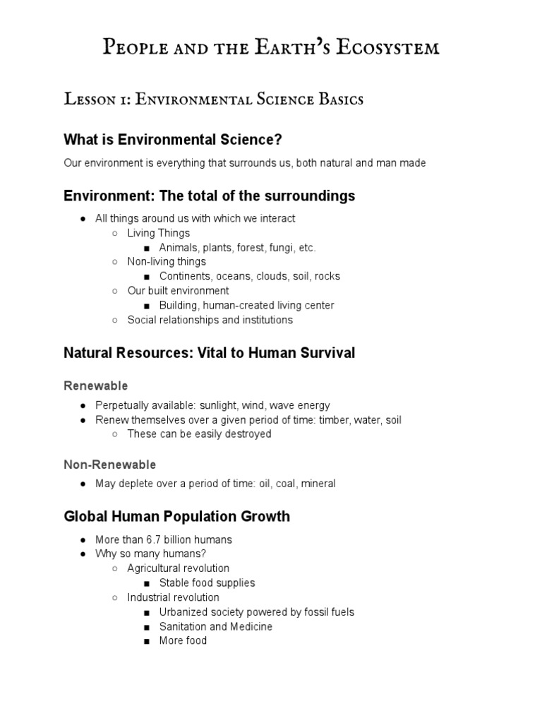 People and The Earth's Ecosystem | PDF | Natural Environment ...
