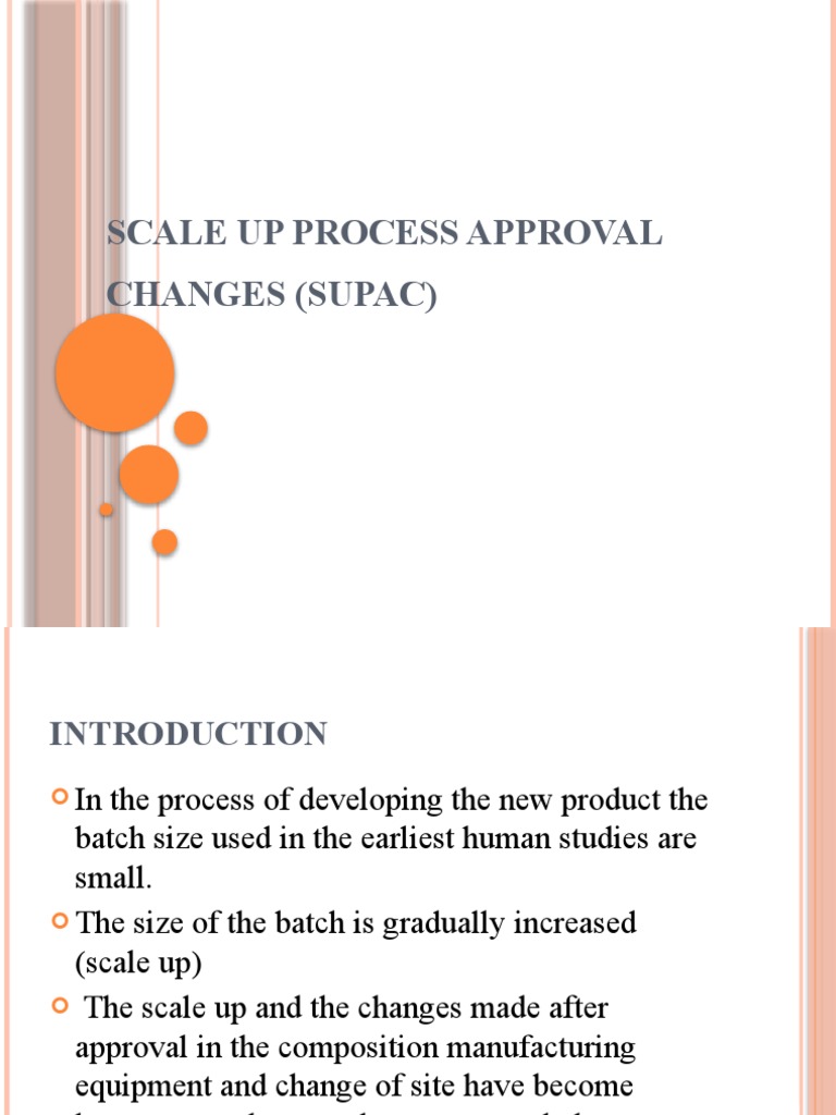 Scale Up Process Approval Changes (Supac) | PDF | Pharmaceutical ...