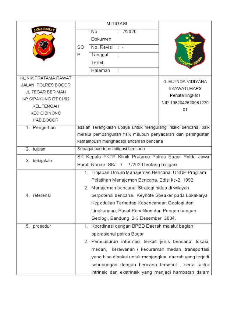 Sop Mitigasi | PDF