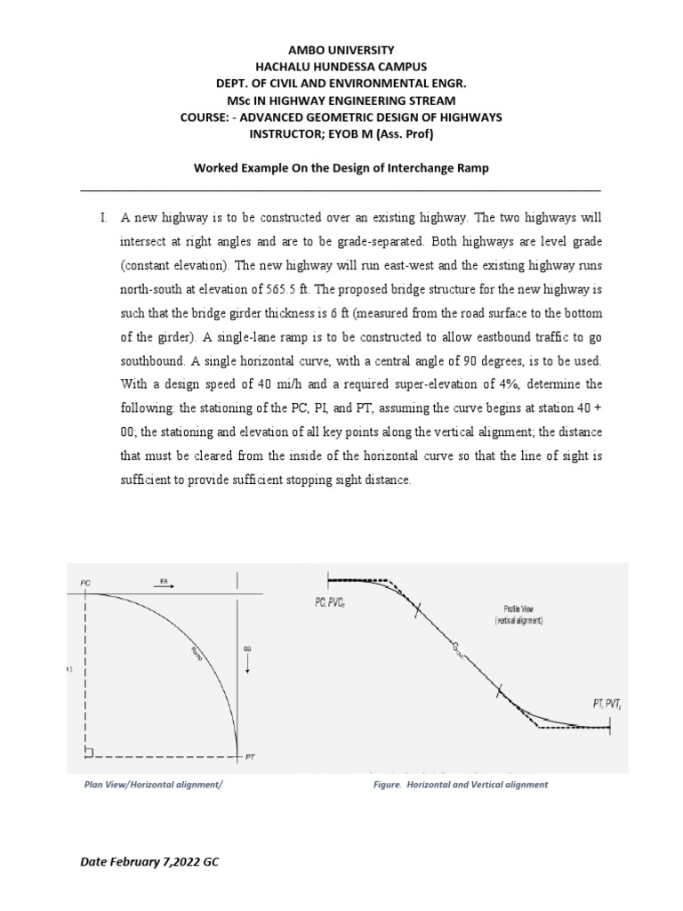 Worked Example On The Design of Ramp | PDF | Interchange (Road) | Geometry