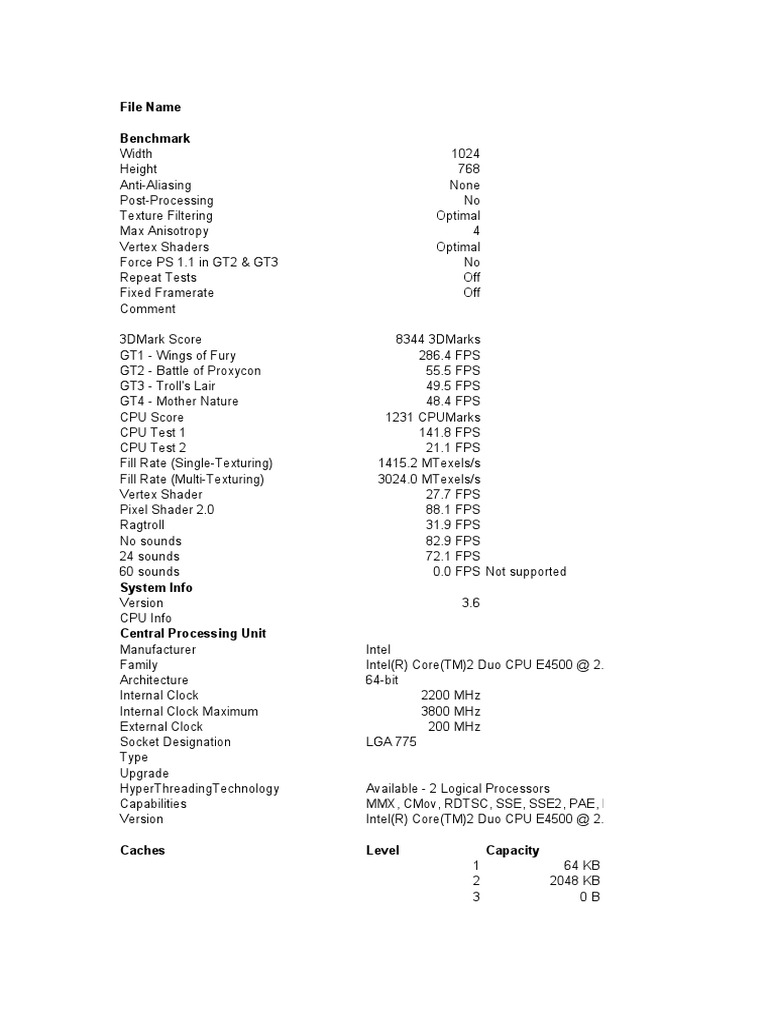 File Name Benchmark | PDF | Codec | Texture Mapping
