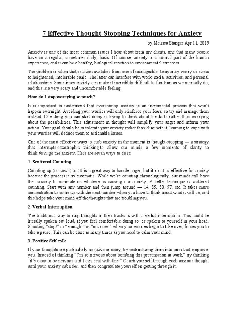 7 Effective Thought-Stopping Techniques For Anxiety: How Do I Stop ...