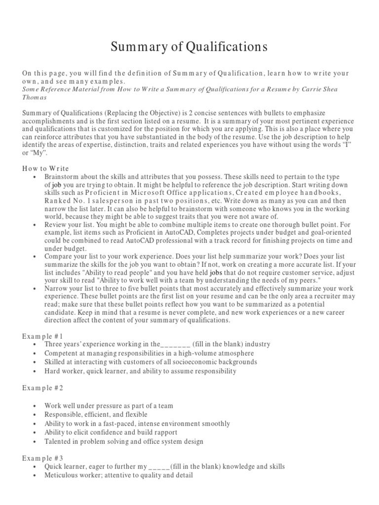 Summary of Qualifications | PDF | Experience | Résumé