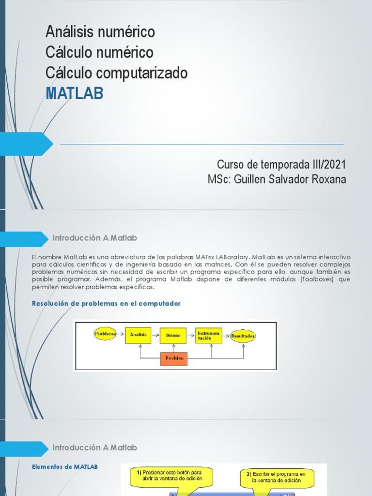 CLASE II Análisis Numérico - MATLAB | PDF | Análisis numérico | Matlab