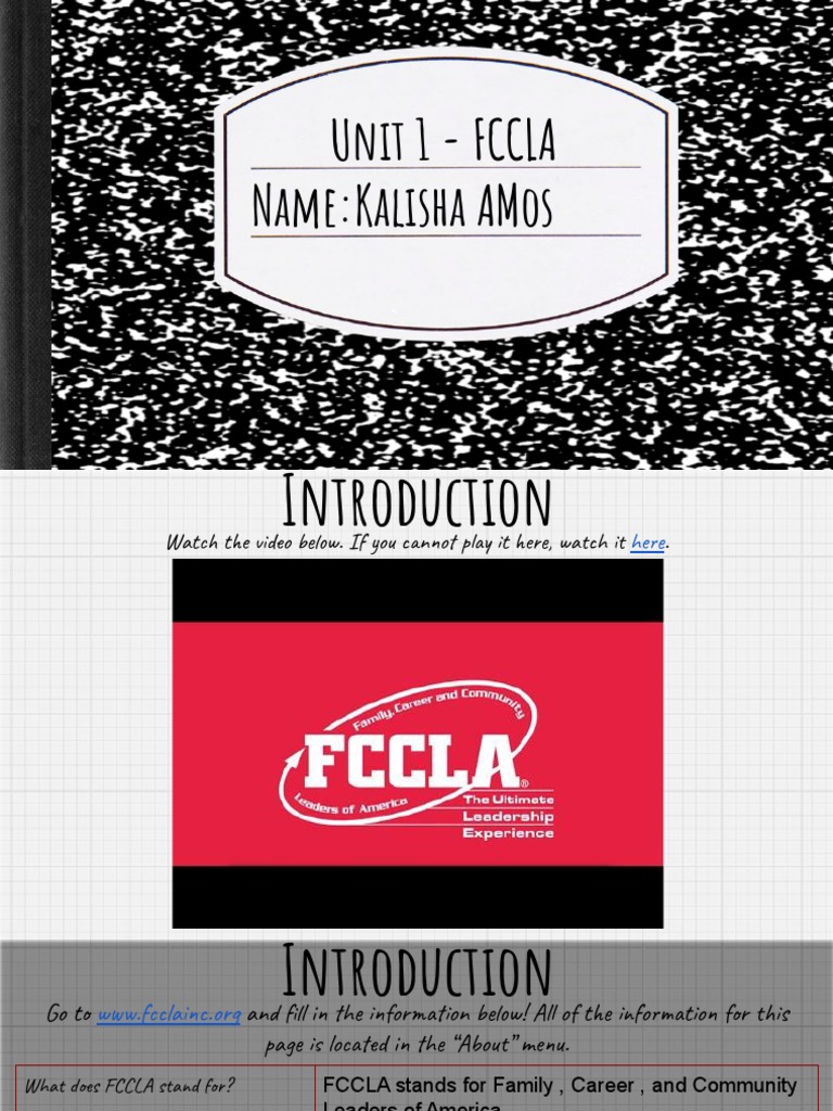 Kalisha Amos Fccla - Workbook | PDF | Home Economics | Communication