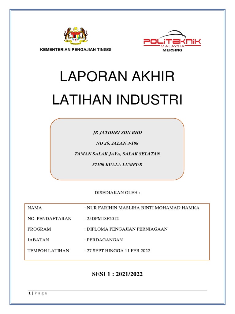 Laporan Akhir Latihan Industri (Uncomplete) | PDF