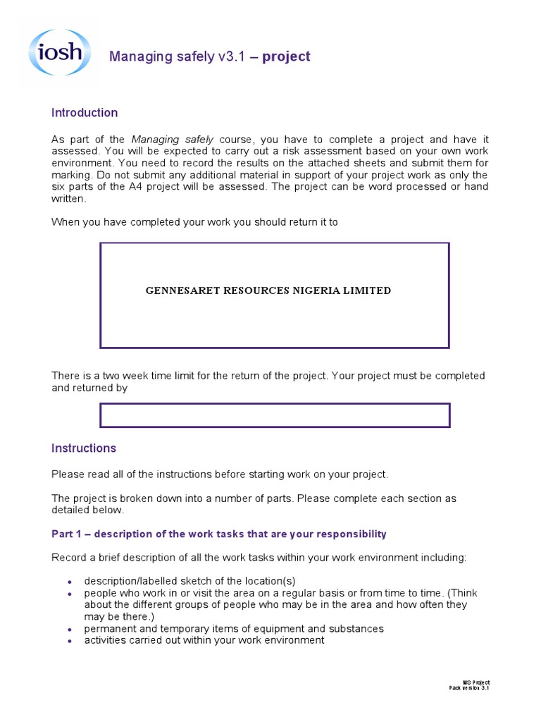 Iosh Risk Assesment Example | PDF | Anchor | Ships