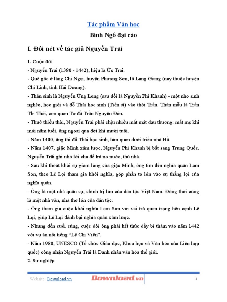 Binh Ngo Dai Cao | PDF