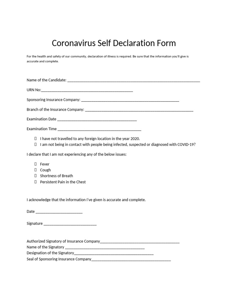 Candidate-Self Declaration Form | PDF