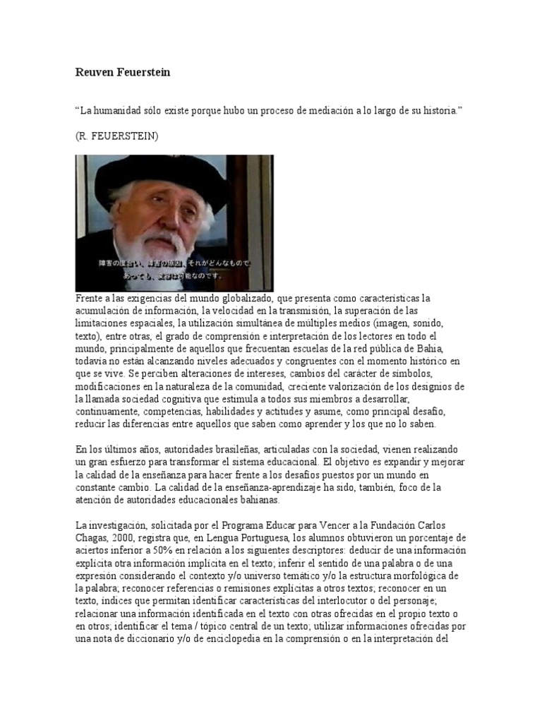 Reuven Feuerstein | PDF | Aprendizaje | Cognición