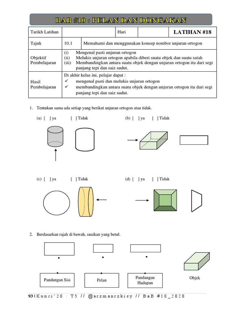 Latihan Unjuran Ortogon & Pelan | PDF