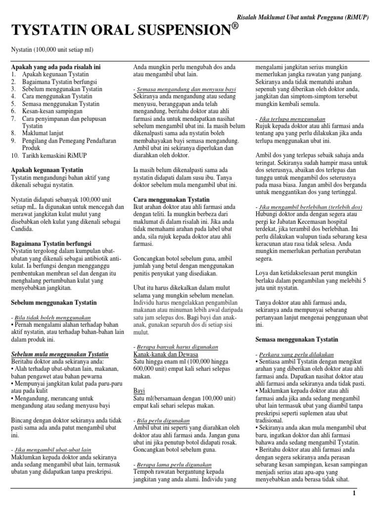 Tystatin Oral Suspension Nystatin Imeks Pharma SDN BHD 5 DEC 2017 BM 1 ...