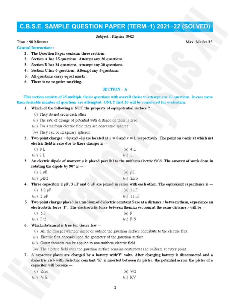 Sample Paper Target Physics (Last Page) XII | PDF | Electrical ...