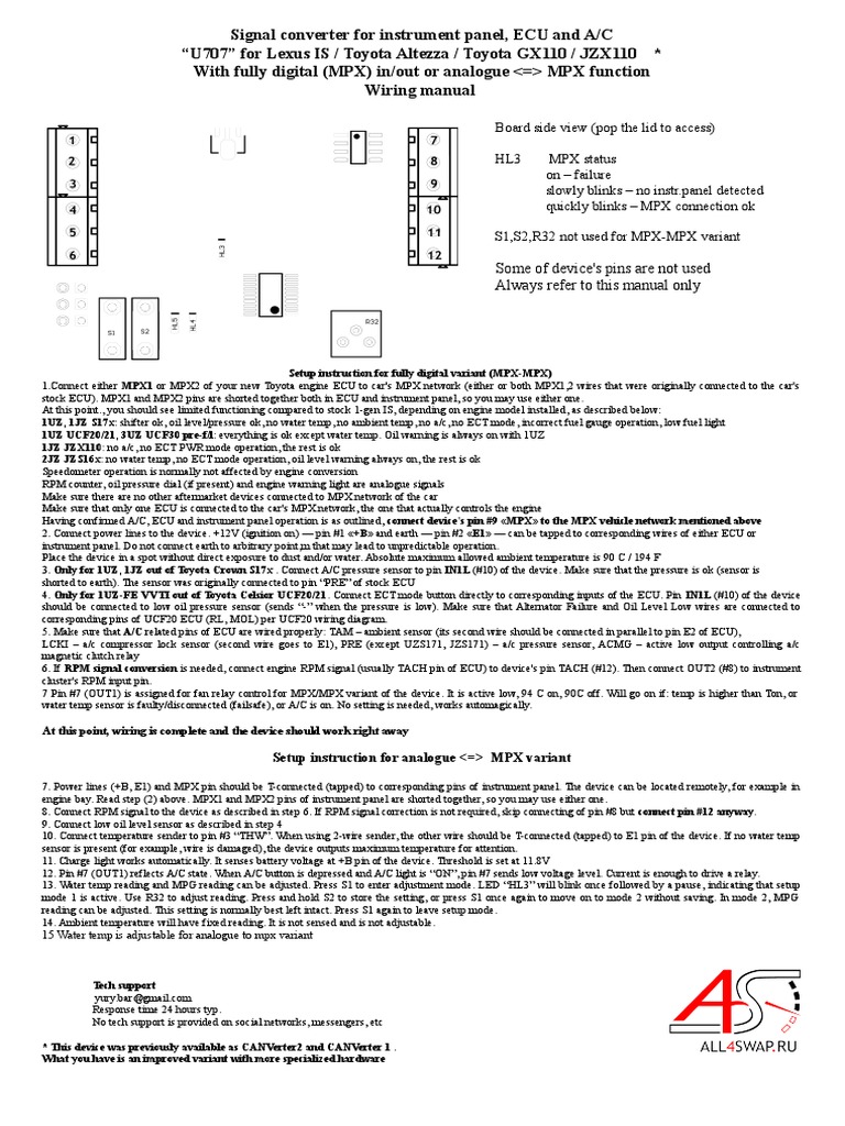 Signal converter for instrument panel, ECU and A/C | PDF | Electrical ...