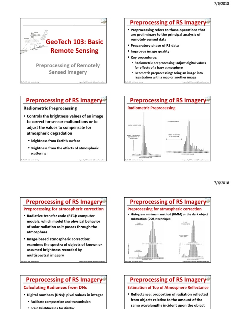 Geotech 103: Basic Remote Sensing: Preprocessing of Rs Imagery | PDF ...