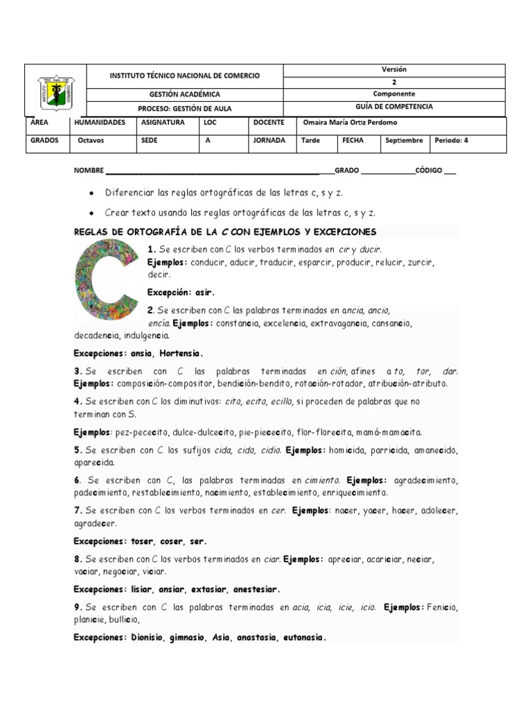 Uso de Las Letras S, C, Z | PDF