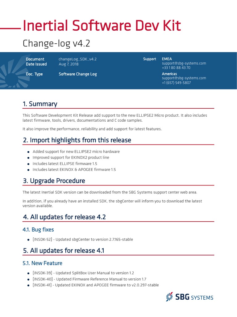Release Notes for Inertial Software Development Kit Version 4.2 ...