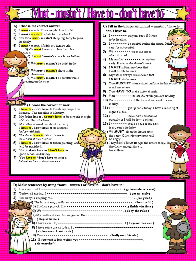 Modals of Obligation and Permission Worksheet | PDF