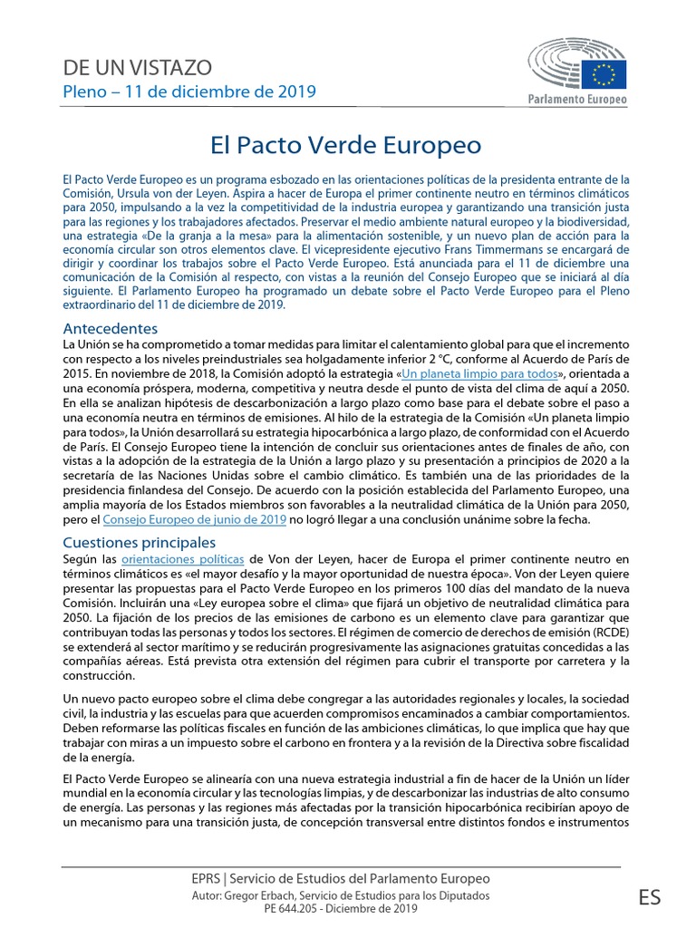 El Pacto Verde Europeo | PDF | Sustentabilidad | Comisión Europea