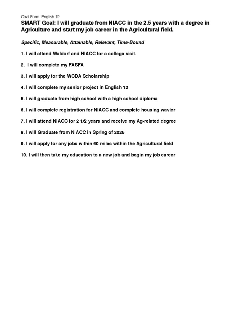 Goal Form 2021 | PDF