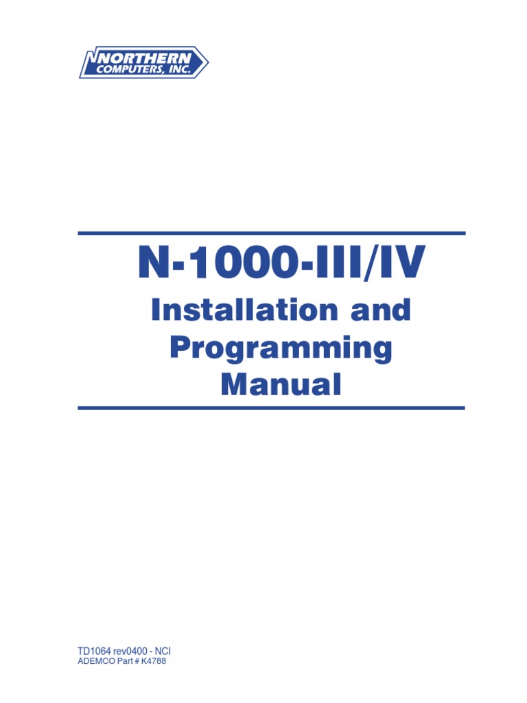 N-1000-III/IV: Installation and Programming Manual | PDF | Personal ...