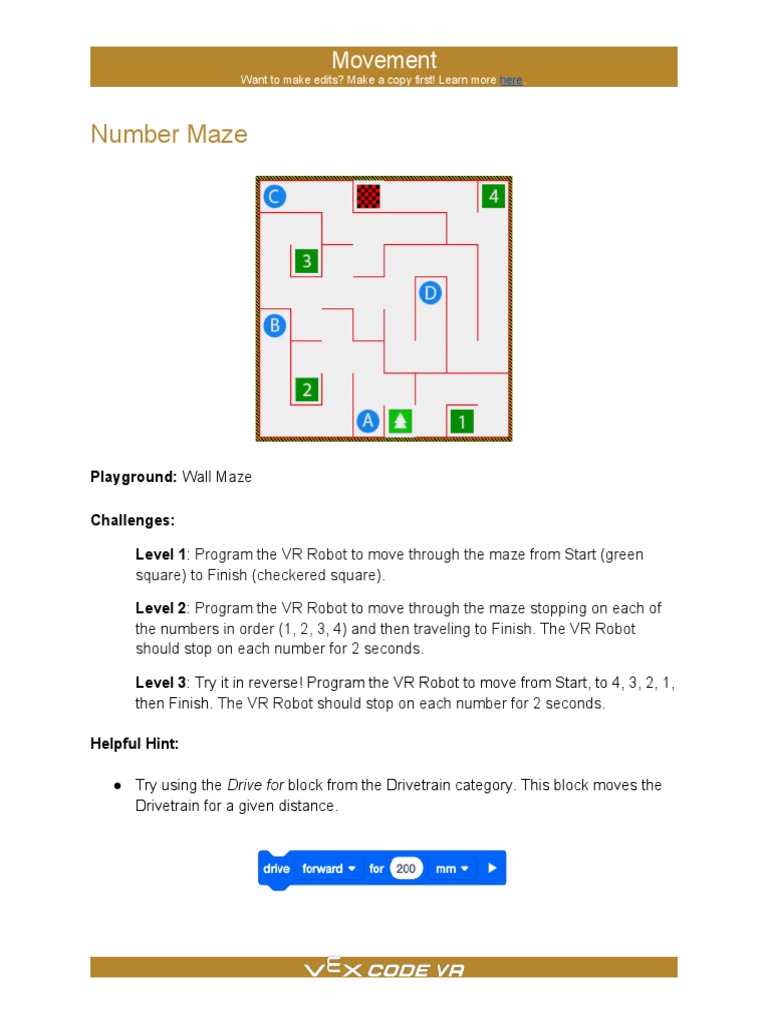 Number Maze - VEXcode VR | PDF | Teaching Methods & Materials | Home ...
