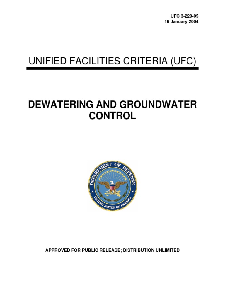 Unified Facilities Criteria (Ufc) : Dewatering and Groundwater Control ...