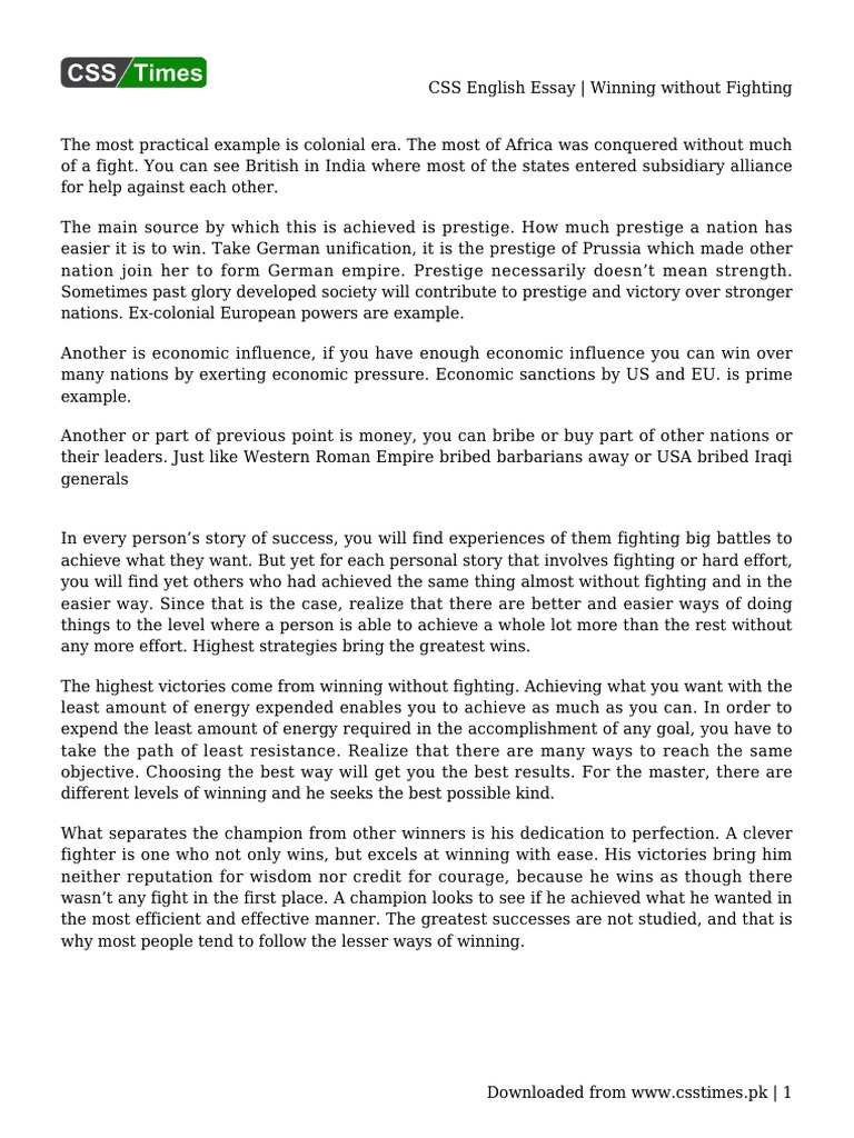 CSS English Essay - Winning Without Fighting | PDF | German Empire ...