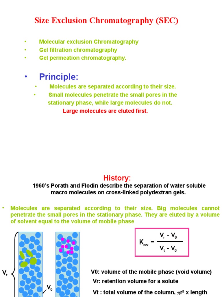 Size Exclusion Chromatography (SEC) : Principle | PDF | Chromatography ...