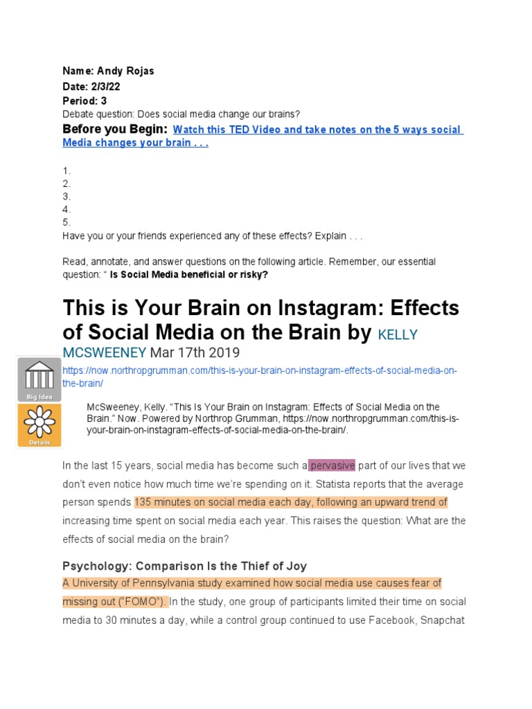 Brain Effects of Instagram Use | PDF | Popular Culture & Media Studies ...