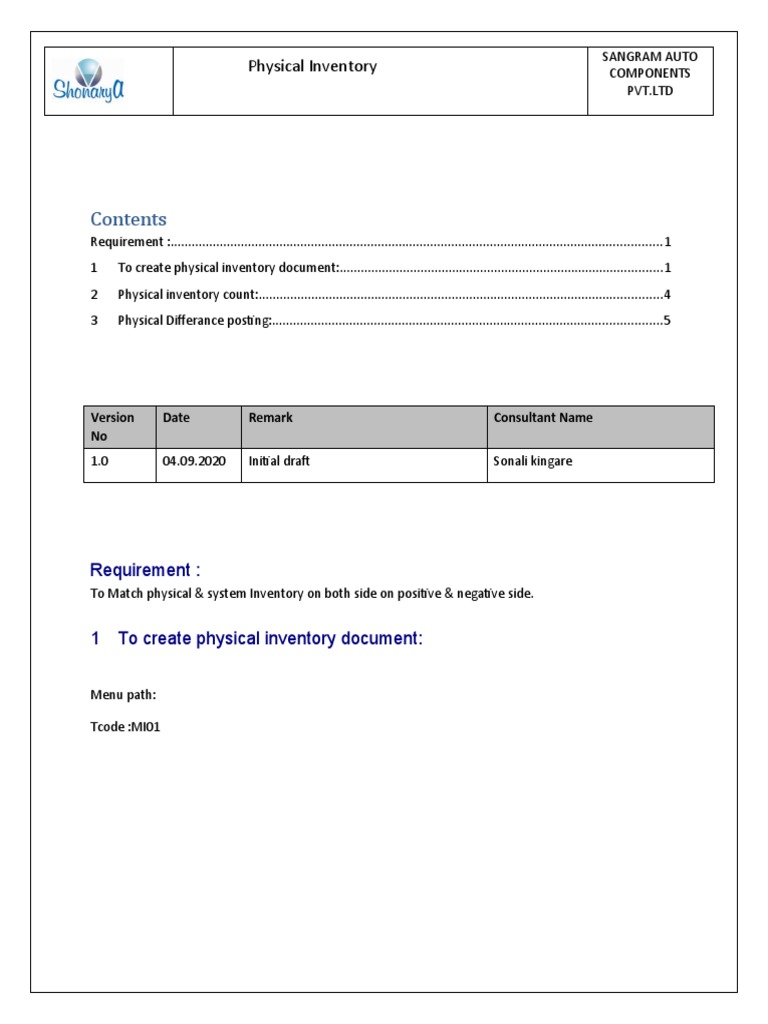 SAS - User Manual - Physical Inventory | PDF | Inventory | Computing