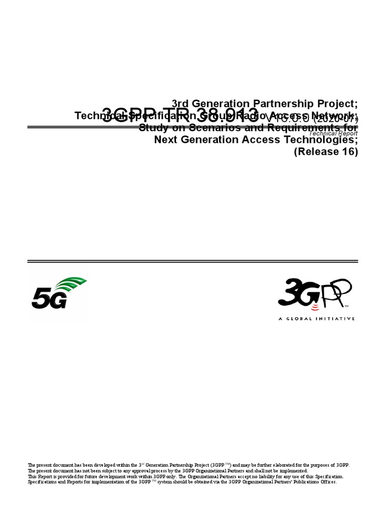 3GPP TR 38.913 | PDF | Bandwidth (Signal Processing) | 3 Gpp