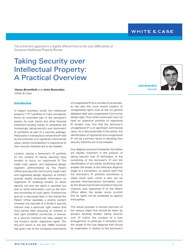 Taking Security Over Intellectual Property: A Practical Overview | PDF ...