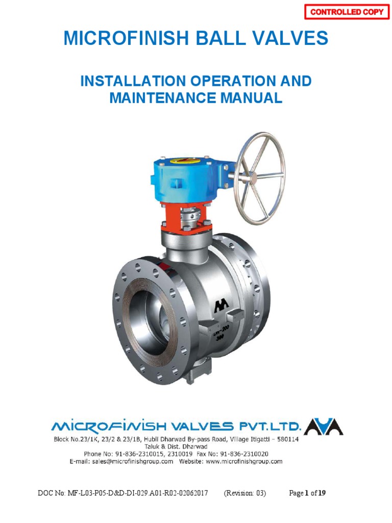 Microfinish Ball Valves: Installation Operation and Maintenance Manual ...