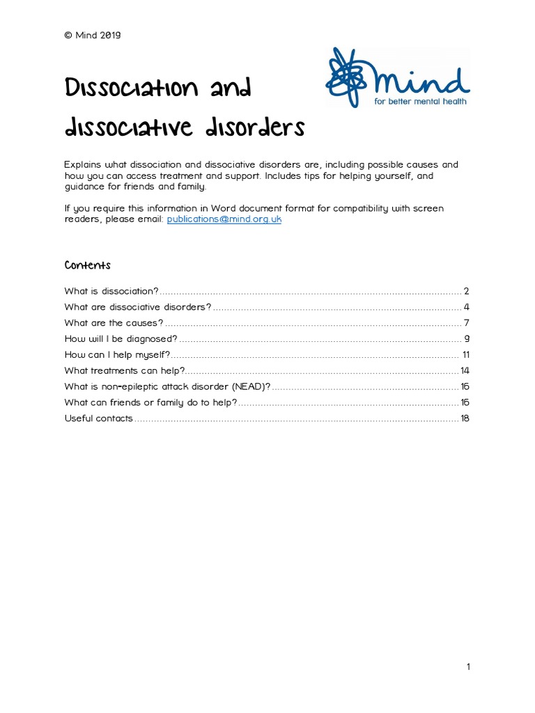 Dissociation and Dissociative Disorders | PDF | Dissociation ...