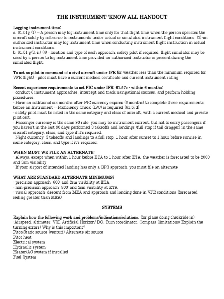 IFR Flight Procedures and Requirements | PDF | Instrument Flight Rules ...