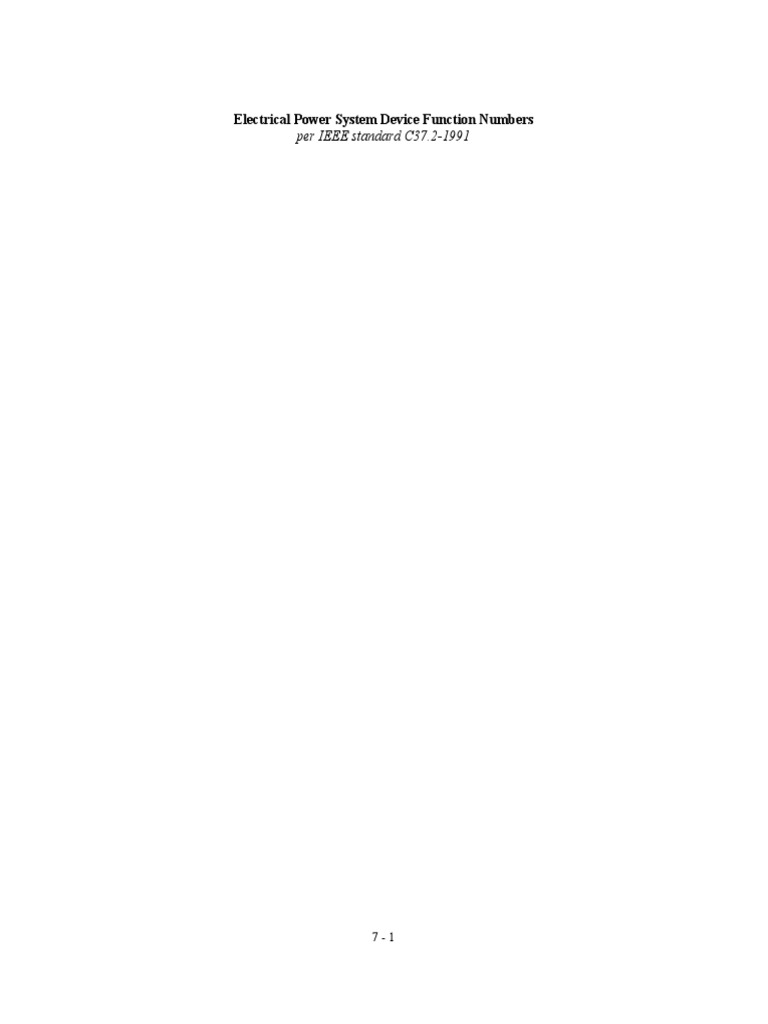 Electrical Power System Device Function Number | PDF | Relay | Switch