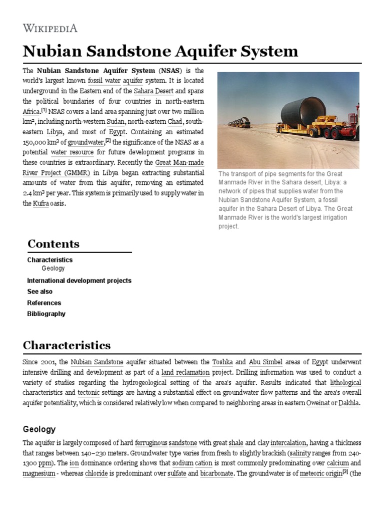 Nubian Sandstone Aquifer System - Wikipedia | PDF | Nature | Earth Sciences