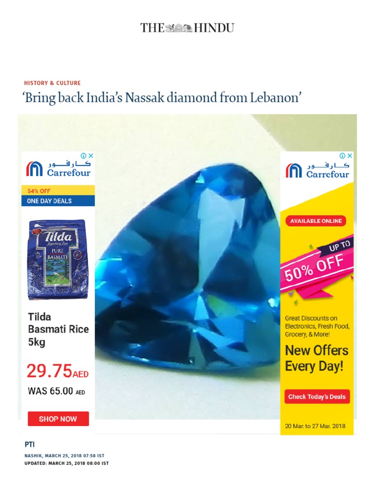 Bring Back India's Nassak Diamond From Lebanon' - The Hindu | PDF