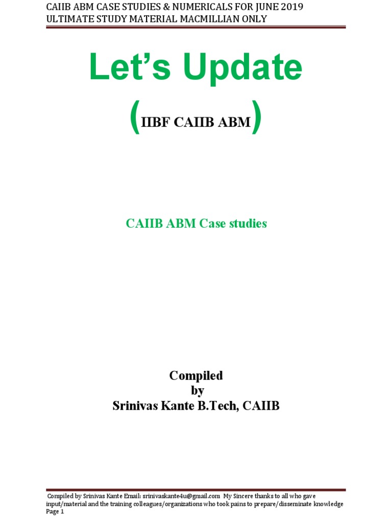 Caiib Abm Case Studies - Iibf Certification | PDF | Standard Deviation ...