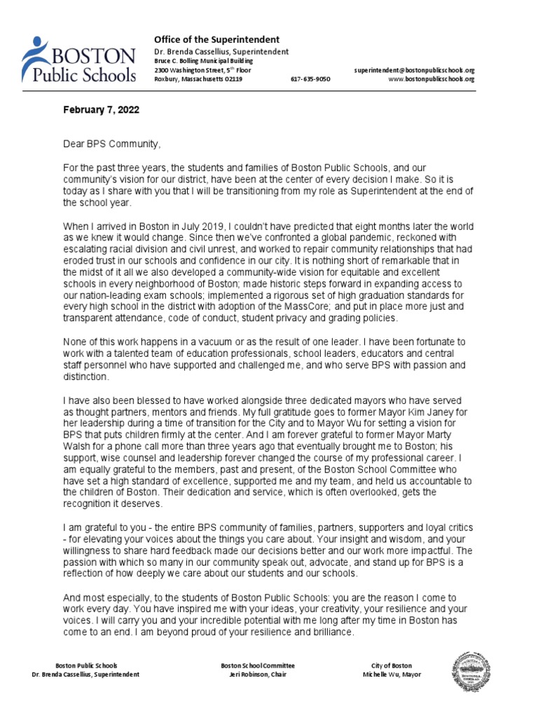 Superintendent Letter 2.7.22 | PDF