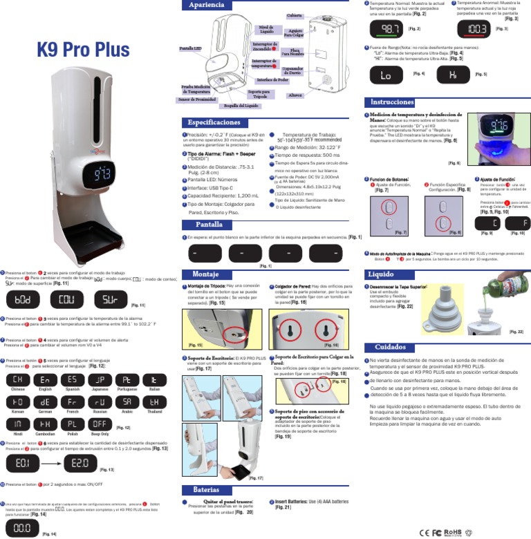 Manual Español K9 PRO PLUS | PDF | Bienes manufacturados | Cantidades ...