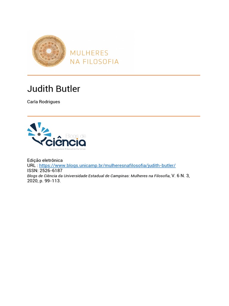 PDF Judith Butler | PDF | Gênero | Estudos de Gênero
