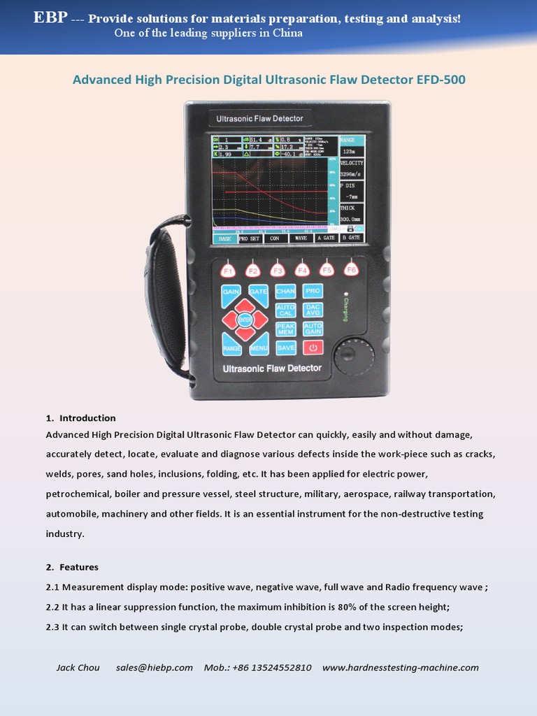 Ultrasonic Flaw Detector EFD-500 Guide | PDF | Ultrasound ...