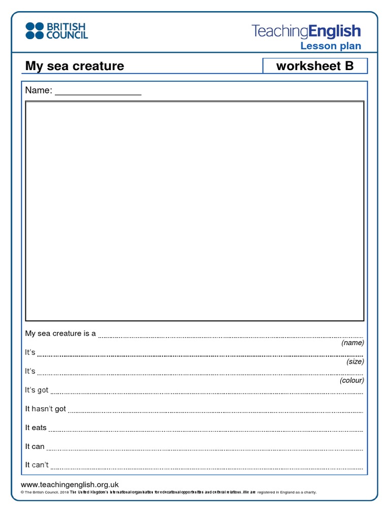 Teaching Kids My Sea Creature Worksheet B | PDF